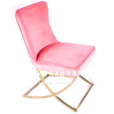 China Modern Comfortable Leisure Dining Chair Velvet Fabric With Stainless Steel Metal Cross Legs Design Hotel Outdoor Living Room Use for sale