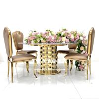China Modern Luxury Round Tables and Chairs Set New Style Stainless Steel Base for Dining Outdoor Events Hotels and Kitchens for sale