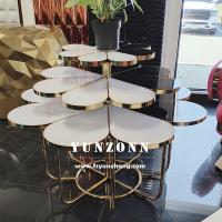 China Uniquely Designed Flower Shape Commercial Furniture Elegant Wedding Cake Table Stand for sale