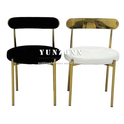China Wholesale Price High Quality Wedding Used Gold Round Seat Stainless Steel Dining Chairs for Rental for sale