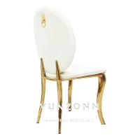 China Banquet Hall Round Back Velvet Gold Stainless Steel Restaurant Wedding Events Chair for sale