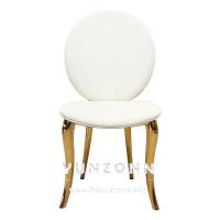 China Banquet Hall Round Back Velvet Gold Stainless Steel Restaurant Wedding Events Chair for sale