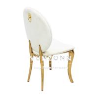 China Banquet Hall Round Back Velvet Gold Stainless Steel Restaurant Wedding Events Chair for sale