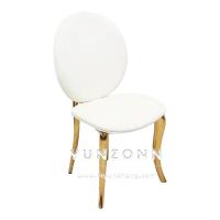 China Banquet Hall Round Back Velvet Gold Stainless Steel Restaurant Wedding Events Chair for sale