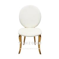 China Banquet Hall Round Back Velvet Gold Stainless Steel Restaurant Wedding Events Chair for sale