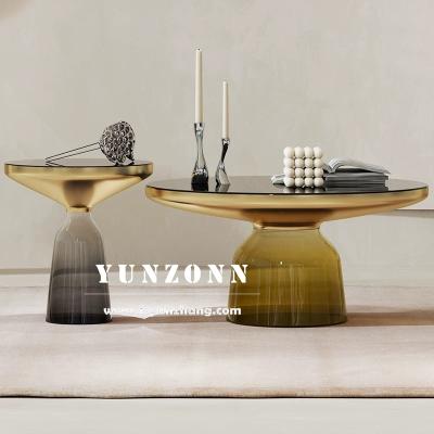 China Nordic Luxury Simple Design Round Glass Side Table Modern Living Room Furniture for Home and Hotel for Dining and Weddings for sale