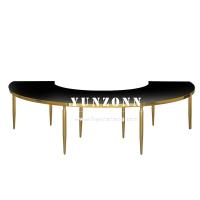 China Luxury Modern Gable Gold Wave Table Round Stainless Steel Hotel Furniture for Dining & Outdoor Events Weddings Half Moon Hotels for sale