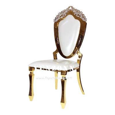 China Rental Luxury Dining Chairs Modern Elegant New Gold Wedding Chairs for Wedding Party Events Bride and Groom for sale