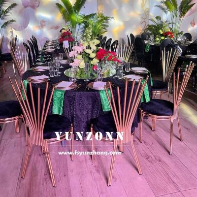 China Cheap Price Wedding Chairs Events Banquet Gold Frame Velvet Seat Dining Chairs for sale