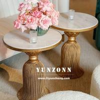 China Handmade Modern Royal Design Iron Carleton Side Table Luxurious Pedestal Tassel Decorative Metal Furniture for Home Use for sale