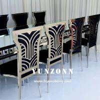 China Commercial Luxury Chair with Black Velvet and Stackable Stainless Steel Frame for Hotels Dining Outdoor Living Room Villas for sale