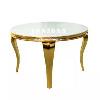 China Louis Modern Round Marble Dining Table with Polished Gold Stainless Steel Serpentine Legs for Hotels or Living Rooms for sale