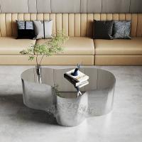 China YunZonn Luxury Modern Stainless Steel Coffee Table High Quality Silvery Mirror Finish Unique Shape Home Hotel Living Room Bar for sale