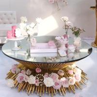 China Divine Luxury Coffee Table with Wire Metal Base and Mirror Top Designer Living Room Furniture and Home Decor Centerpiece for sale