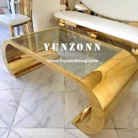 China Oval Coffee Table for Living Room Stainless Steel with Gold Mirror Elegant Contemporary Design for sale
