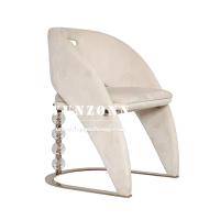 China Wholesale Factory Custom Luxury Italy Fashion Home Furniture Solid Metal Leg High Back Dining Chairs for sale