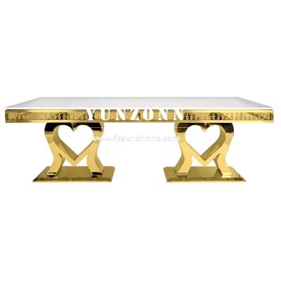 China Hot Sale Luxury Gold Stainless Steel Wedding Table Modern Heart Shape Base Design for Dining Outdoor Hotel & Living Room Use for sale