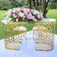 China Hot Sale Luxury Oval Table Modern Stainless Steel Hollow Design for Dining Outdoor Hotel and Kitchen Wedding Use for sale