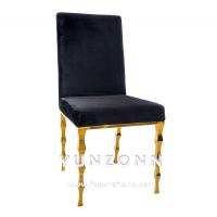China Gold Bamboo Leg Hotel Chairs with Black Velvet and Stainless Steel for Weddings Parties-Velvet Wedding Chairs for sale