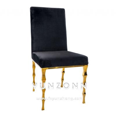 China Gold Bamboo Leg Hotel Chairs with Black Velvet and Stainless Steel for Weddings Parties-Velvet Wedding Chairs for sale