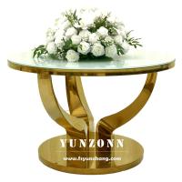 China Wholesale Modern Round Golden Stainless Steel Cake Table for Dining Hotel and Living Room for Wedding Banquets and Events for sale