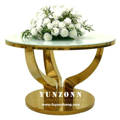 China Wholesale Modern Round Golden Stainless Steel Cake Table for Dining Hotel and Living Room for Wedding Banquets and Events for sale