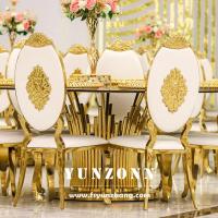 China Wholesale High Quality Hotel Banquet Dinning Chair Luxury Velvet Leather Metal Leg Dining Room White Gold Wedding Chairs for sale