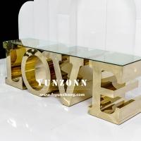 China Hot Sale Stainless Steel Gold Centerpieces for Wedding Events Elegant Love Table Furniture for Hotels for sale
