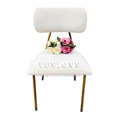 China Luxury Dining Chair with Gold Metal Legs Soft Back Upholstered in Velvet Fabric for Hotels Coffee Shops Weddings Outdoor Use for sale