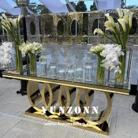 China Olympia Gold Modern Banquet Table Versatile Glass Furniture for Dining Hotel Kitchen Living Room Event/Party Use for sale