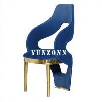 China Blue Velvet Luxury Fancy Metal Chairs for Weddings Parties Banquets Dining Outdoor Living Room Hotels for sale
