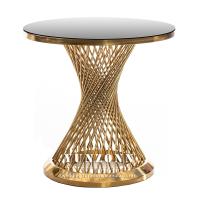 China Luxury Gold Stainless Steel Cake Stand Table with Mirror Glass Top for Wedding & Party Home & Apartment Dining Furniture for sale