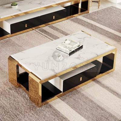 China Modern Rectangle Durable Black Marble Coffee Tea Table 3-Year Warranty Versatile Home Furniture for Living Room Dining Apartment for sale
