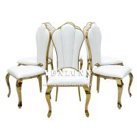 China Luxury Event Furniture Stainless Steel Gold Stackable Events Banquet Wedding Chairs for Hotel Restaurant Reception for sale