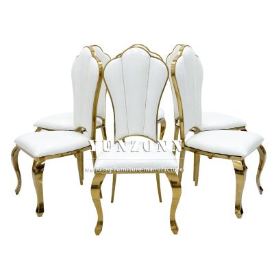 China Luxury Event Furniture Stainless Steel Gold Stackable Events Banquet Wedding Chairs for Hotel Restaurant Reception for sale