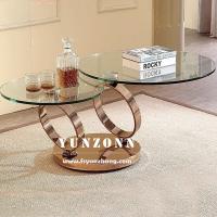 China Modern Multifunctional Coffee Table with Double Tempered Glass Top Rotating Round Design Living Room Dining Home Kitchen Bedroom for sale