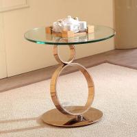 China Modern Luxury round Coffee Table with Glass Top and Stainless Steel Base for Living Room Home Villa Hotel Hall for sale