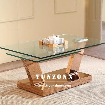 China Modern Rectangular Tempered Glass Top Coffee Table Swivel Stainless Steel Center Factory Direct Sale for Home Villa for sale