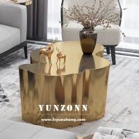 China YunZonn Modern Gold Mirror Stainless Steel Coffee Table Irregular Style for Living Room Dining Hotels Villas Apartments Use for sale