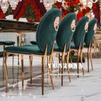 China Wholesale Event Luxury Metal Green Velvet Shell Shape Wedding Chair With Lion Handle for Hotels for sale