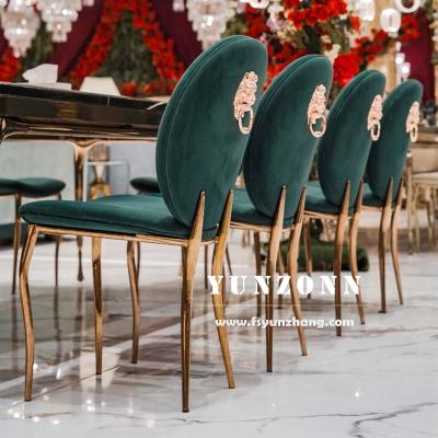 China Wholesale Event Luxury Metal Green Velvet Shell Shape Wedding Chair With Lion Handle for Hotels for sale