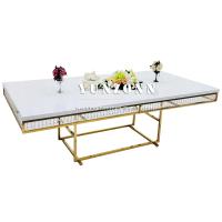 China Yunzhang Furniture Golden Stainless Steel Crystal Banquet Dining Table Luxury Wedding Tables and Chairs for Sale for sale