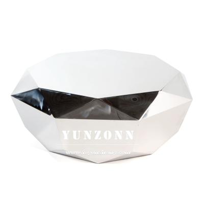 China New Design Home Furniture Customized Mirrored Stainless Steel Mirrored Diamond Coffee Table for sale