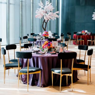 China Rococo Design Stainless Steel Event Chairs for Wedding Luxury Velvet Cushion Disassemble Hotel Dining Outdoor Living Room Use for sale
