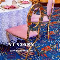 China Luxury Gold Rustic Wedding Event Chair for Bride and Groom Modern Metal Banquet or Restaurant Chair for sale