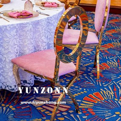 China Luxury Gold Rustic Wedding Event Chair for Bride and Groom Modern Metal Banquet or Restaurant Chair for sale