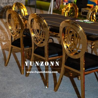 China Wholesale Customized Gold Stainless Steel Globe Back Wedding Hotel Chairs for Event Rental & Decorations for sale
