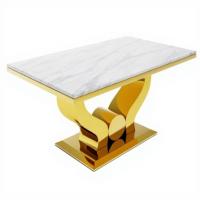 China Modern Luxury Stone Dining Table with Metal Legs for Home Restaurant Gym Apartment Hotel Villa Use for sale