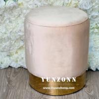 China Nordic Round Velvet Ottoman Stool Modern Minimalist Luxury Soft Footstool Portable Metal for Hotel and Wedding Application for sale