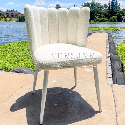China Wholesale White Teddy Velvet Lounge Chair Elegant Stainless Steel Wedding Event Decoration for Hotels for sale